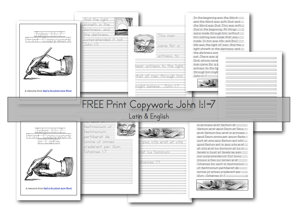 John 1 Copywork: Print and Cursive Penmanship : Half a Hundred Acre Wood