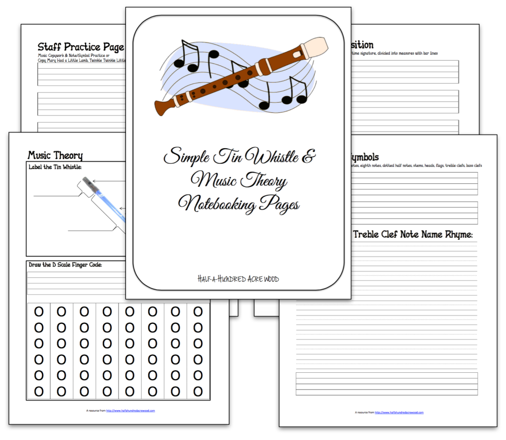 Tin Whistle & Music Theory Notebooking Pages : Half a Hundred Acre Wood