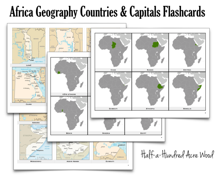 Africa Countries Capitals Flashcards : Half a Hundred Acre Wood