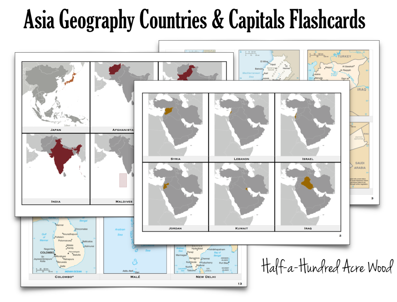 Asia Country & Capitals Flashcards : Half a Hundred Acre Wood
