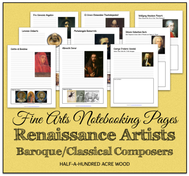 Renaissance & Baroque Fine Arts Notebooking Pages : Half a Hundred Acre ...