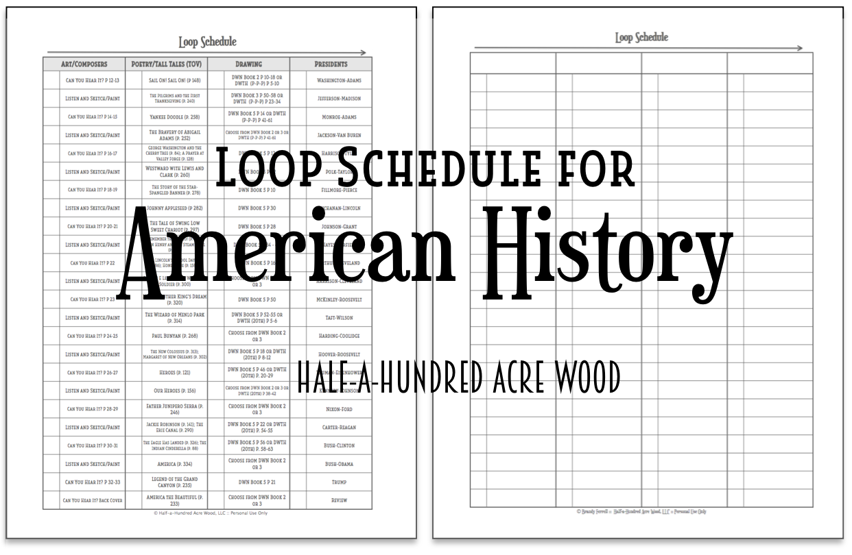 American History Loop Schedule Half A Hundred Acre Wood