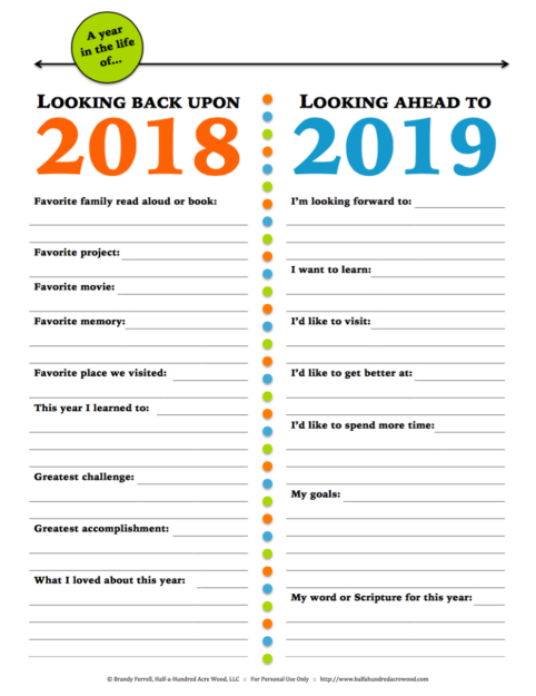 New Years Printable: Goals & Reflections : Half a Hundred Acre Wood