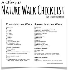 A Simple Nature Walk Checklist : Half a Hundred Acre Wood