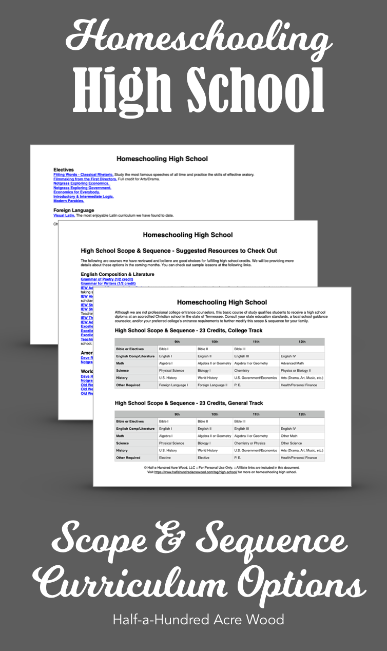 Homeschooling High School: Scope & Sequence : Half a Hundred Acre Wood