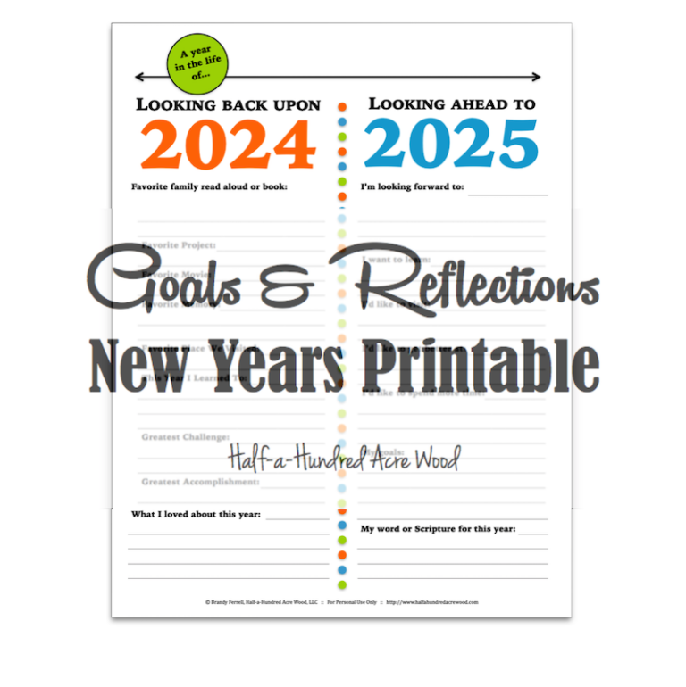 New Years Printable: Goals & Reflections : Half a Hundred Acre Wood