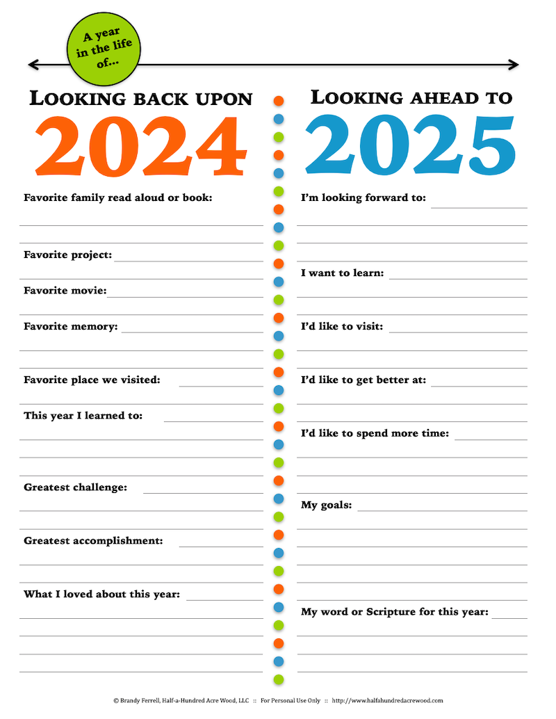 New Years Printable: Goals & Reflections : Half a Hundred Acre Wood