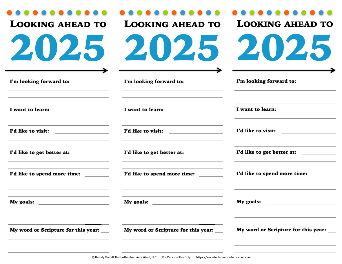New Years Printable: Goals & Reflections : Half a Hundred Acre Wood