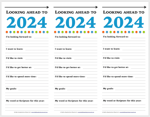 New Years Printable: Goals & Reflections : Half a Hundred Acre Wood